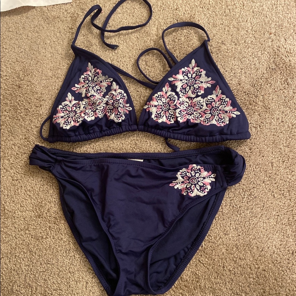 Blue Floral String Bikini - Gem